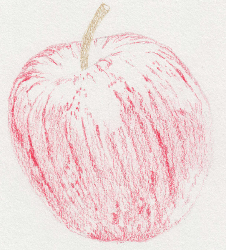 How to Draw a Juicy Apple using Coloured Pencil