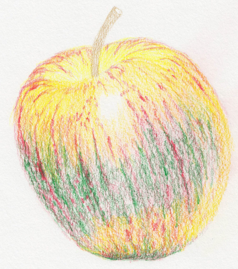 How to Draw a Juicy Apple using Coloured Pencil